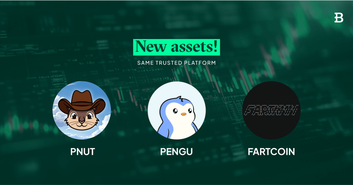 New listings: PENGU, PNUT & FARTCOIN now on Bitstamp by Robinhood